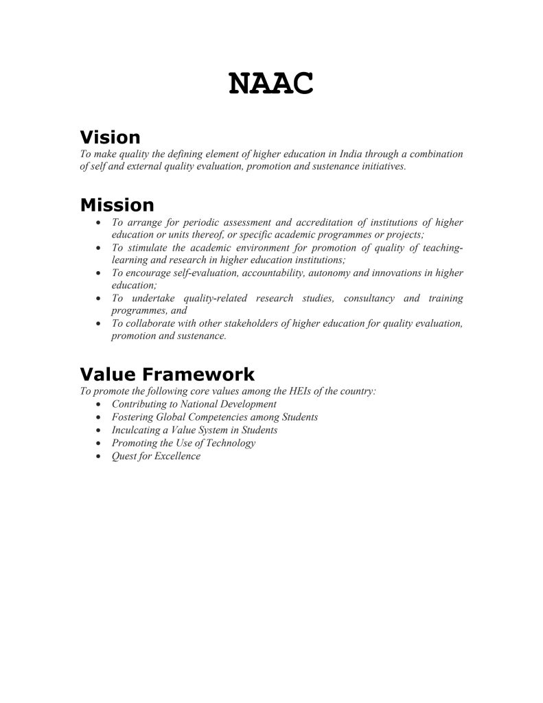 NAAC Core Values – Shivaji College Udgir